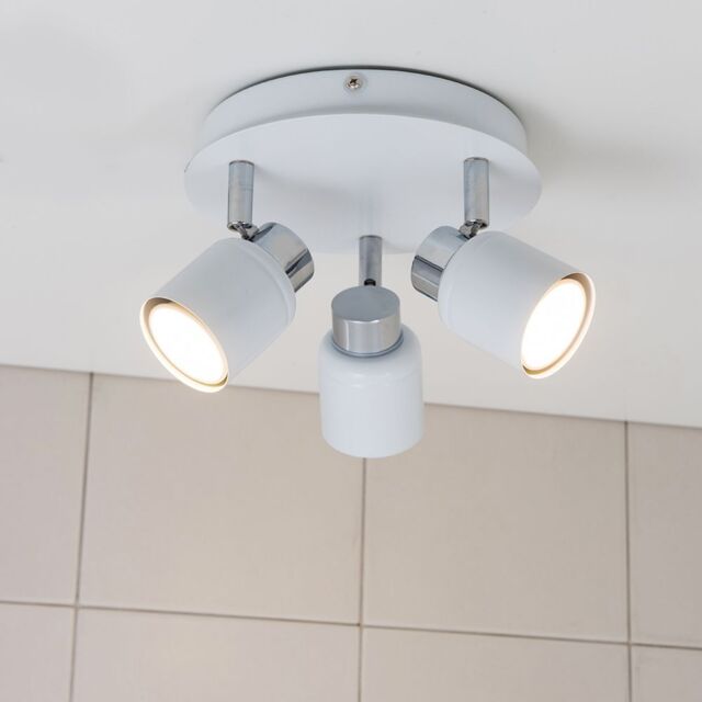 Benton Spotlight IP44 Bathroom 3 Way Ceiling Light with Warm LED Bulbs ...