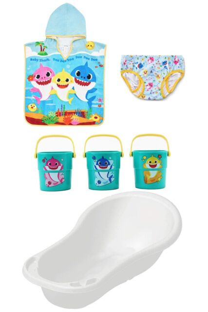 Baby Shark Swim Pants, Poncho Towel, Bath Buckets & Bath Tub Set by ...