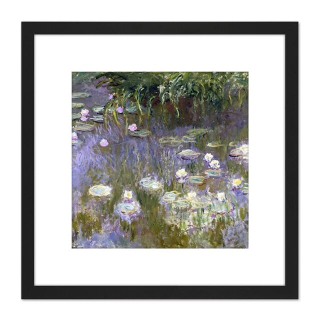 Claude Monet Water Lilies Painting 8X8 Inch Square Wooden Framed Wall ...