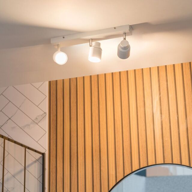 Benton Spot IP44 Bathroom 3 Way Bar Ceiling Light with Cool LED Bulbs ...