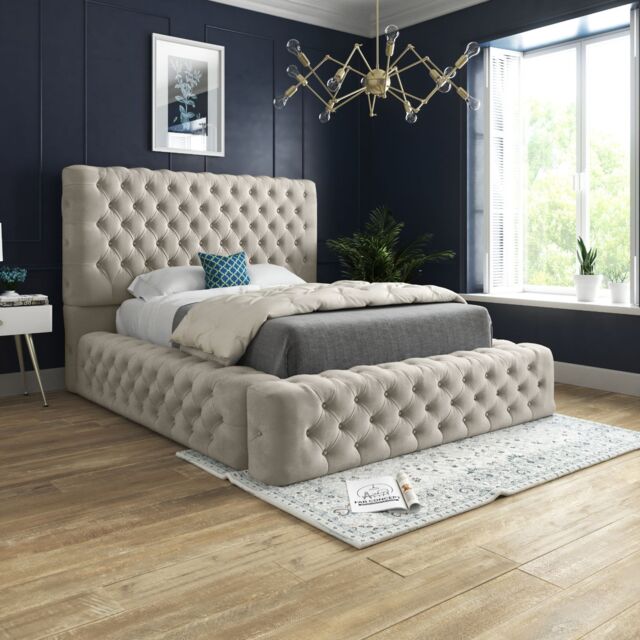 Grand Milan Pleated Upholstery Cream Bed Frame by Debenhams | ufurnish.com