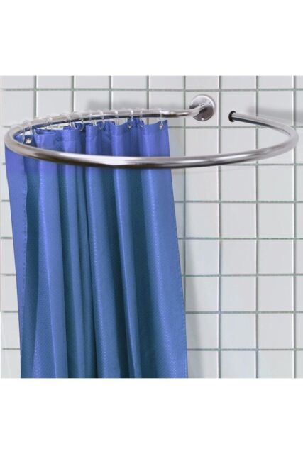 'Loop' Stainless Steel Circular Shower Curtain Rail And Curtain Rings ...