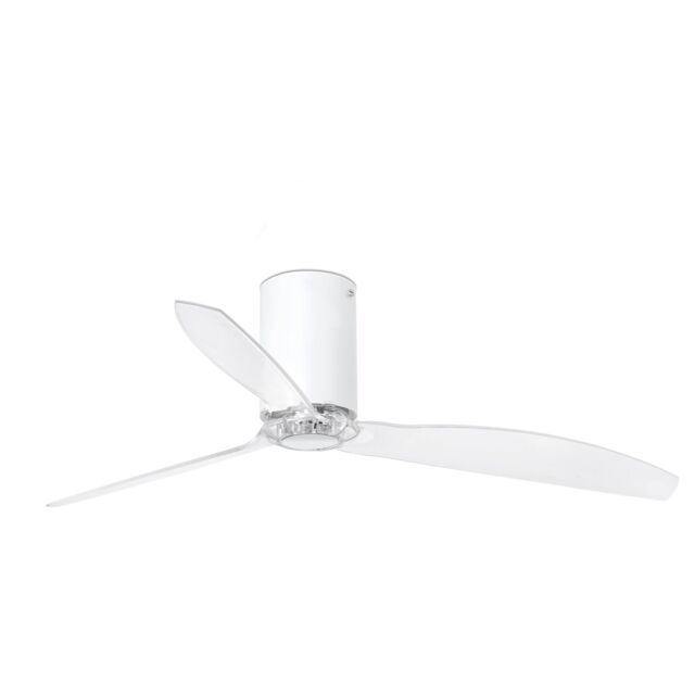 Mini Medium Ceiling Fan Matt White Clear Optional LED Light Sold ...