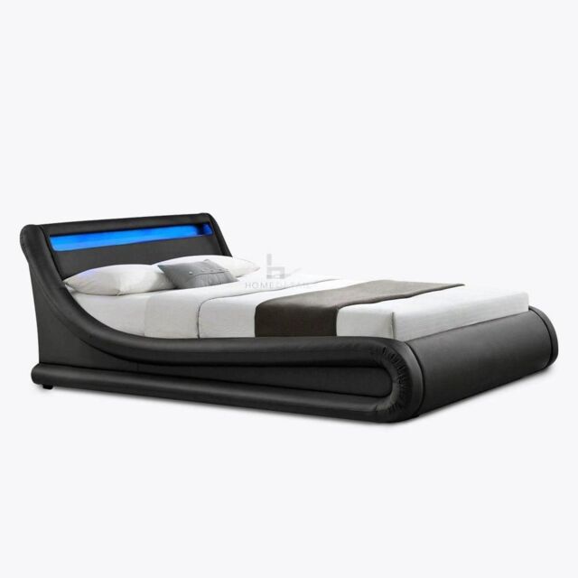 Galaxy LED Black Ottoman Double Bed by Debenhams | ufurnish.com