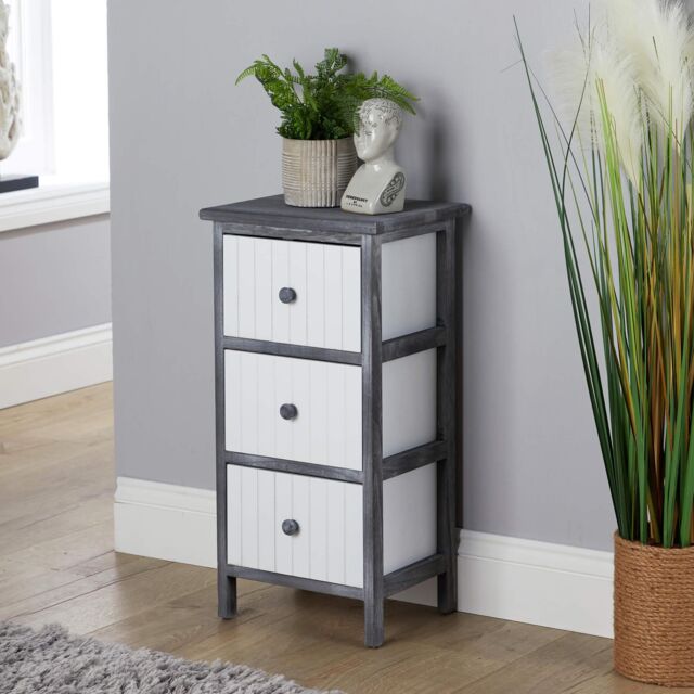 Home Source Solid Wooden Storage Chest 3 Drawers Organiser Rustic Fully ...