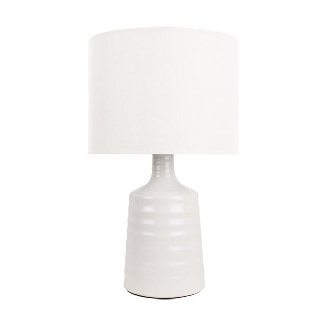 Ripple - Off White Ribbed Ceramic Table Lamp with White Fabric Shade by ...