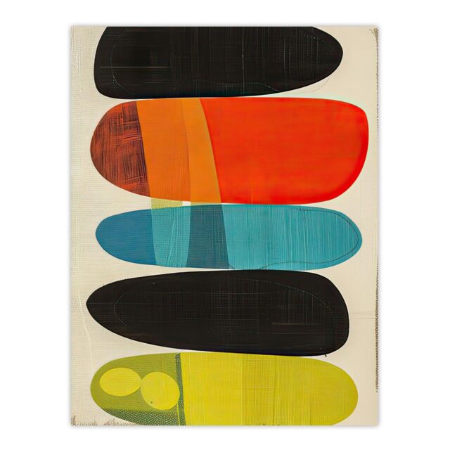 Mid Century Modern Abstract Colour Shades Wall Art Print by Debenhams ...