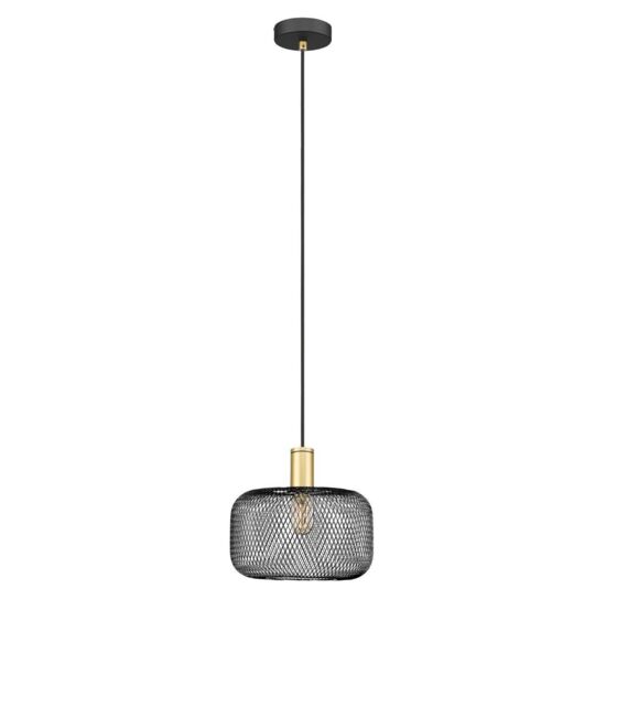 Osiris Wire Frame Pendant Ceiling Light Matt Black And Gold Paint E27 ...