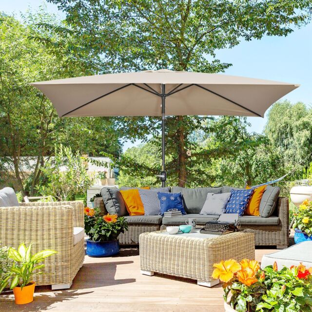 3x2m Patio Parasol Canopy Tilt Crank 6 Ribs Sun Shade Garden by ...