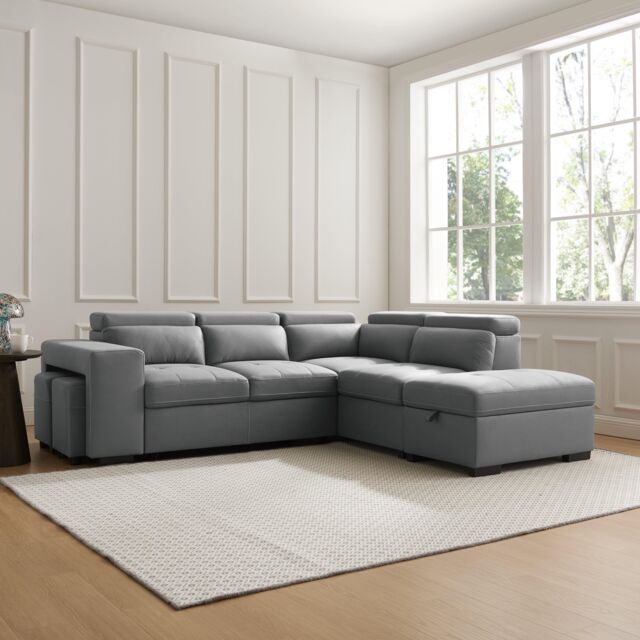 Home Detail Scarlett Right-Hand Corner Sofa With Storage in Grey by ...