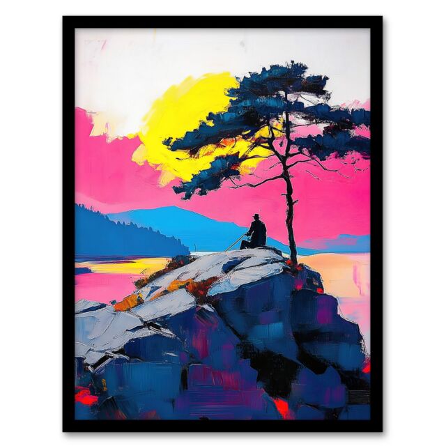 "Artery8 Old Man Lone Tree Sunset Coastal Cliff Landscape Framed Art ...