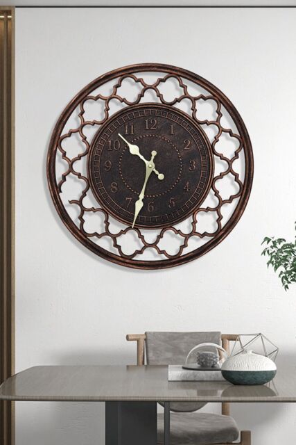 Living and Home Retro Cut-out Table Desk Clock Resin in Copper by ...