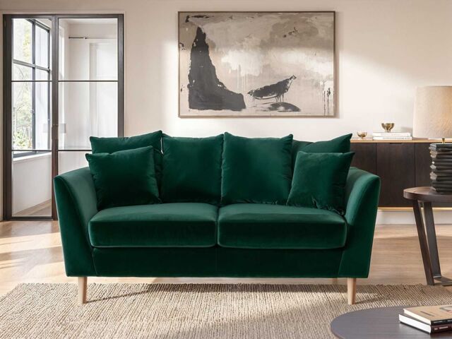 Solace+Co Avery 2 Seater Scatter Back Sofa - Bottle Green by Debenhams ...