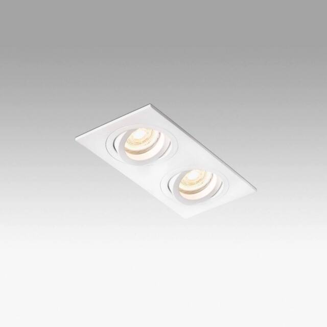 Netlighting Rad 2 Light Double Tiltable Square Recessed Spotlight White ...