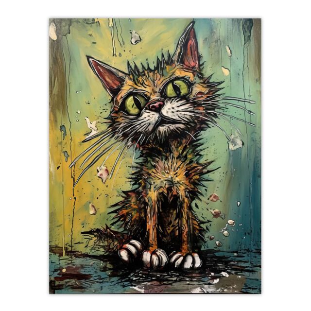 "Artery8 Wall Art Print Alley Cat Stray Scruffy Moggie Painting By Tom ...