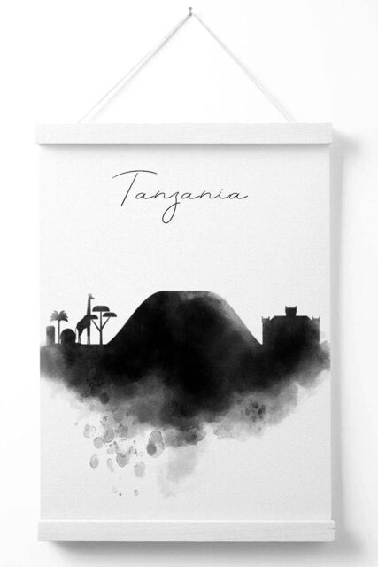 Tanzania Watercolour Skyline City Framed Print SIZE: A4 with White ...