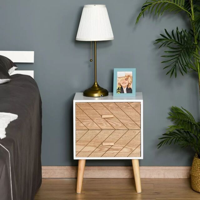 Chevron Wooden Bedside Table Set of 2 by Debenhams | uFurnish.com