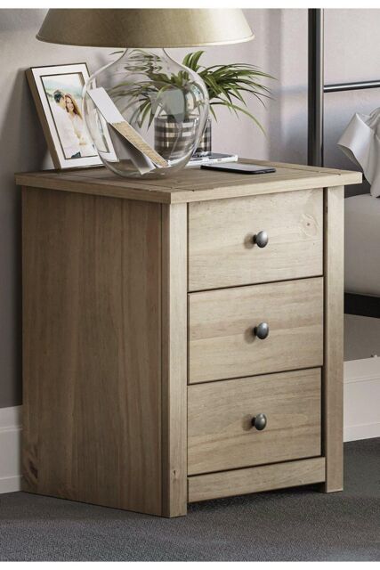 Vida Designs Panama 3 Drawer Bedside Chest of Drawers Bedroom Furniture ...