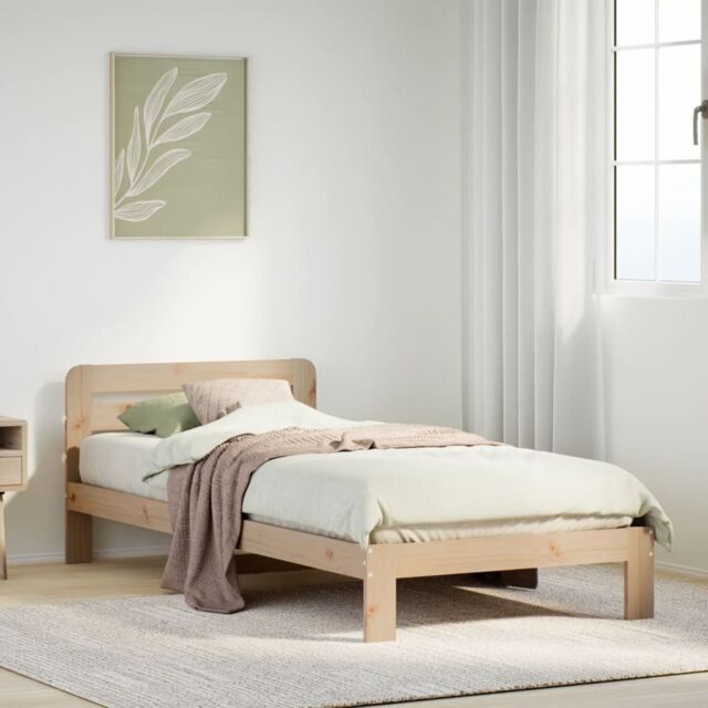 Bed Frame without Mattress 90x190 cm Single Solid Wood Pine by ...