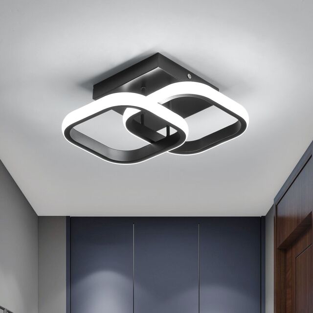 LED Black Modern Square Ceiling Light 22W 6500K by Debenhams | ufurnish.com