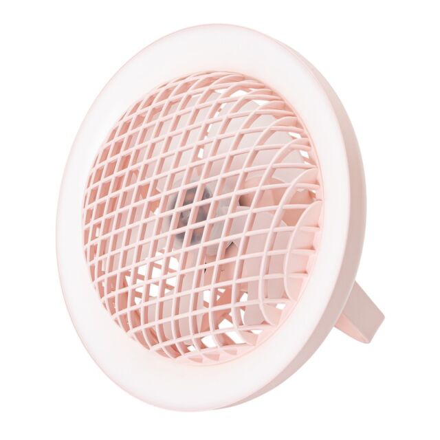 Modern Rechargeable 3 Speed Desk Fan with LED Dimmable Halo Ring Light ...
