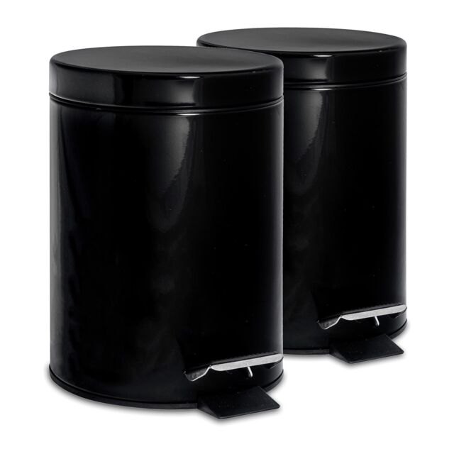 Harbour Housewares Round Stainless Steel Pedal Bins - 3 Litre - Pack of ...