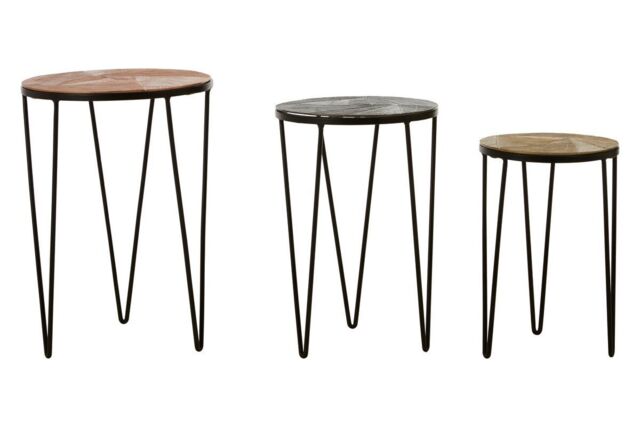 Versatile Set Of 3 Side Tables, Stylish Round Side Table, Metallic ...