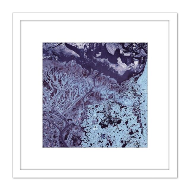 Abstract Texture Purple Mountains Islands 8X8 Inch Square Wooden Framed ...