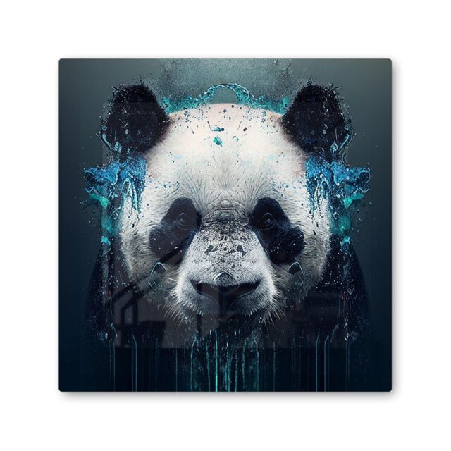 Panda Face Splashart Dark Background HD Metal Print by Debenhams ...