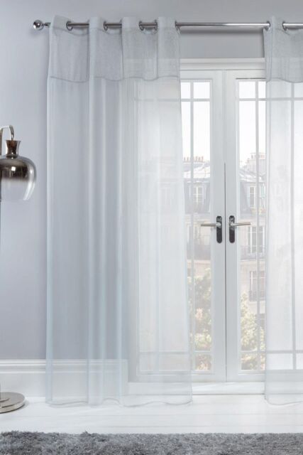 Pair of Lurex Sparkle Glitter Voile Eyelet Net Curtains by Debenhams ...