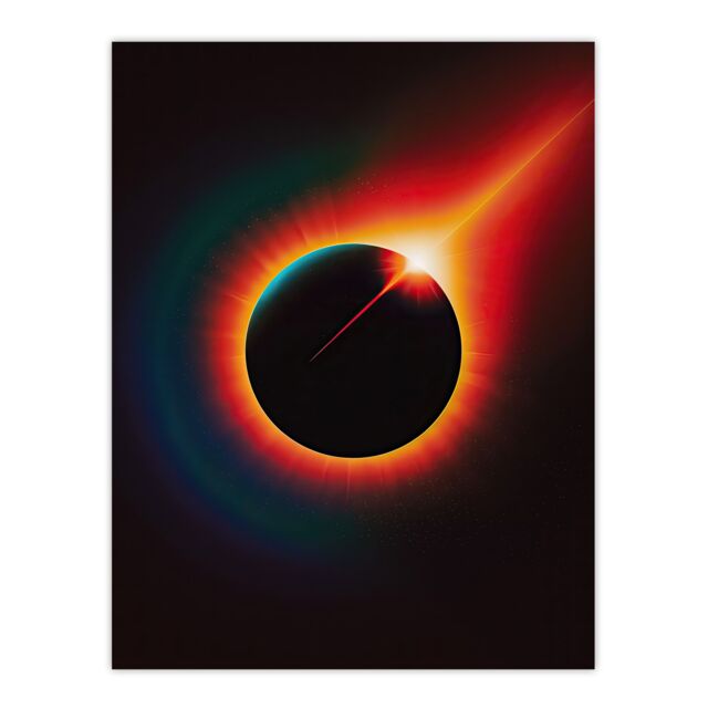 "Artery8 Total Solar Eclipse Orange Blue Ring Fire Design Wall Art ...