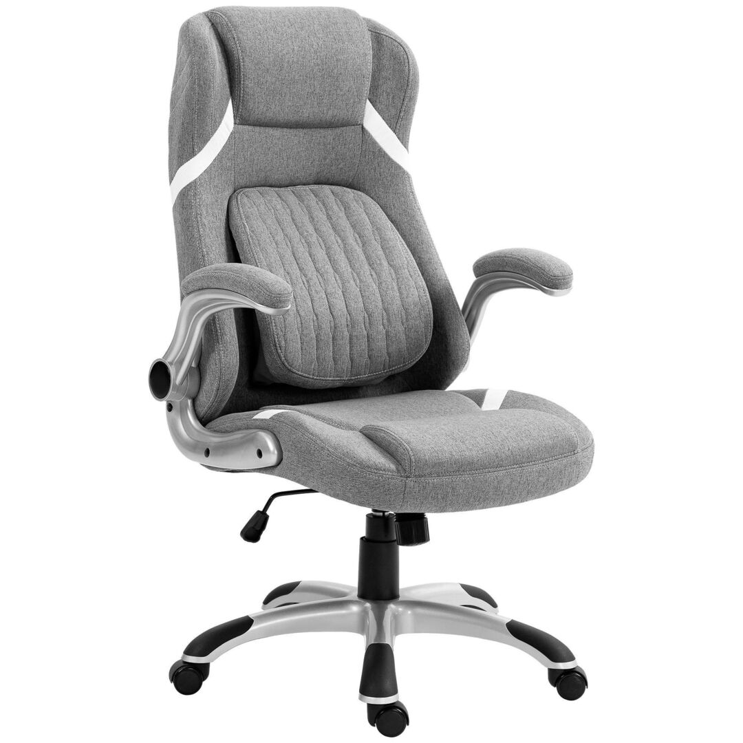 Fabric Office Desk Chair with Adjustable Height Tilt Function Grey by Debenhams ufurnish