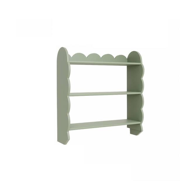 Melody Maison Sage Green Scalloped Wall Shelf With 3 Shelf Units by ...