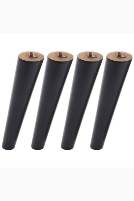 4Pcs 20cm H Black Round 10° Tilted Oak Furniture Replacement Legs with ...