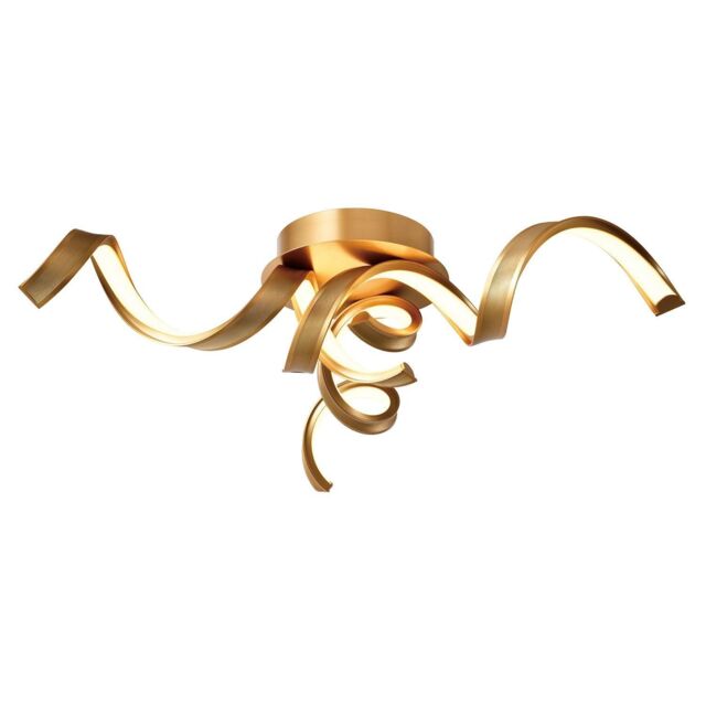 Stunning Contemporary Brushed Gold LED Ceiling Light with Ribbon Style ...