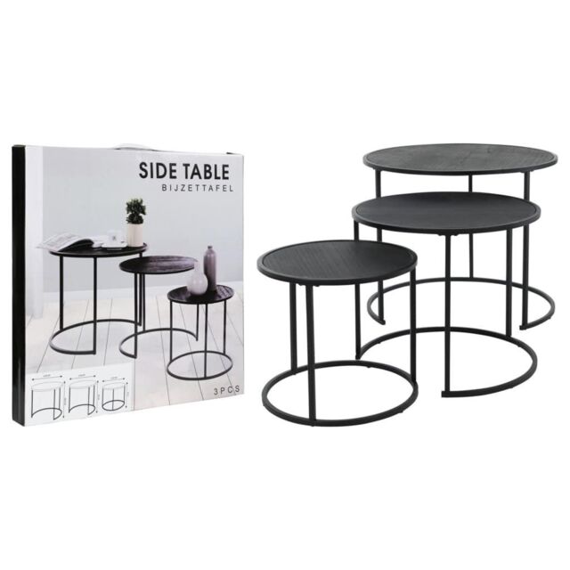 H&S Collection 3 Piece Side Table Set Black by Debenhams | ufurnish.com