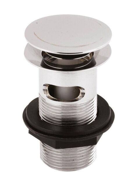 Round Stainless Steel Push Button Basin Waste Slotted Chrome by ...