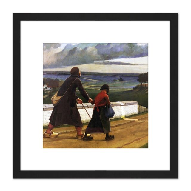 Laermans The Blind Woman Painting 8X8 Inch Square Wooden Framed Wall Art Print Picture with ...
