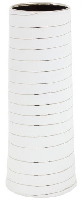 Haldis Large White Silver Stripe Ceramic Vase by Debenhams | ufurnish.com
