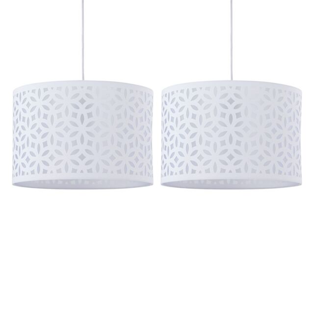 Set of 2 White Laser Cut 25cm Pendant Lightshades by Debenhams ...
