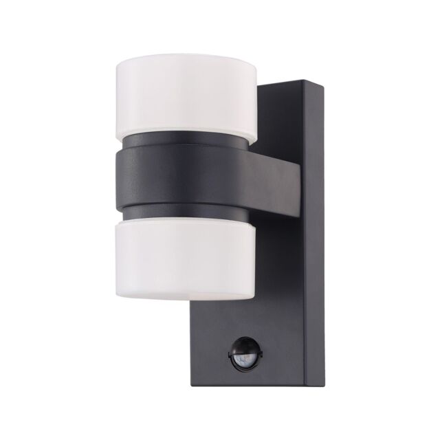Loops IP44 Outdoor Wall Light & PIR Sensor Anthracite Aluminium 6W ...