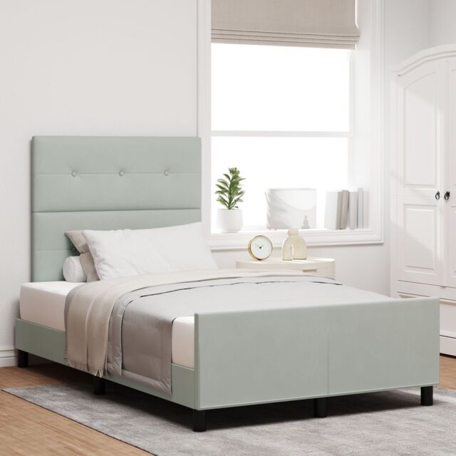 Light Grey Velvet Bed Frame 120x200 cm by Debenhams | ufurnish.com