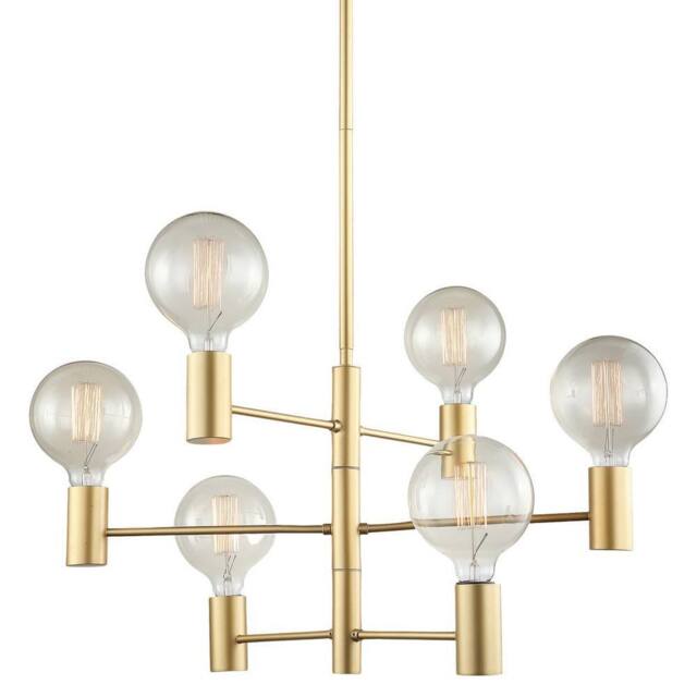 Netlighting Modern Hanging Pendant Fixed Golden Matt 6 Light E27 in ...