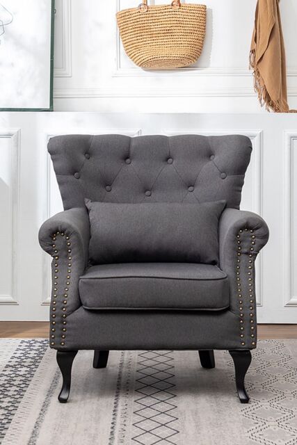 Button Tufted Accent Wingback Chair with Cushion by Debenhams ...