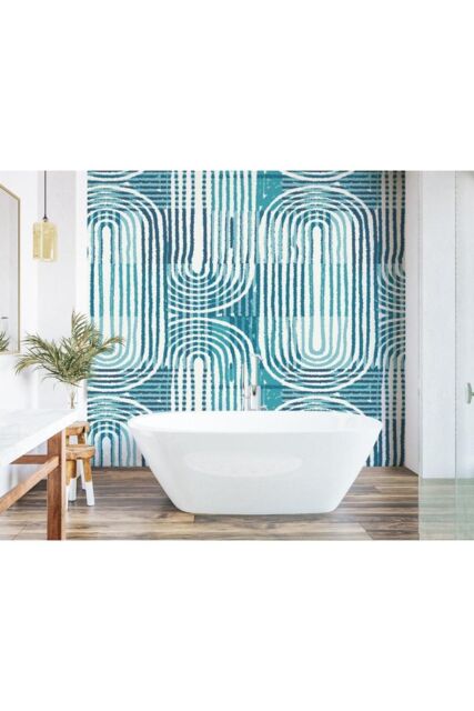 Origin Murals Curved Line Texture Wall Mural in Blue - Size: W300 cm x ...