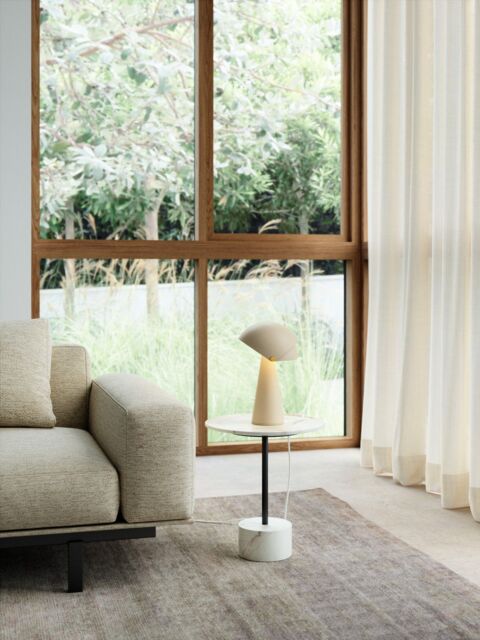 DFTP Align Indoor Living Dining Bedroom Table Light In Beige (Diam) 22cm by Debenhams | ufurnish.com