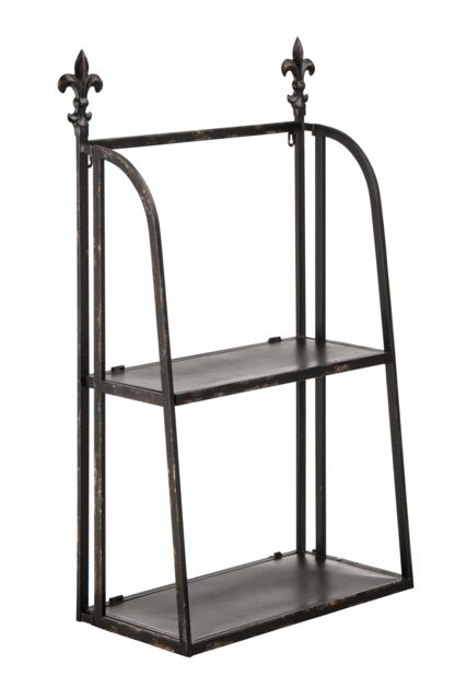 2 Tier Black Metal Wall Mountable Shelf Unit by Debenhams | ufurnish.com