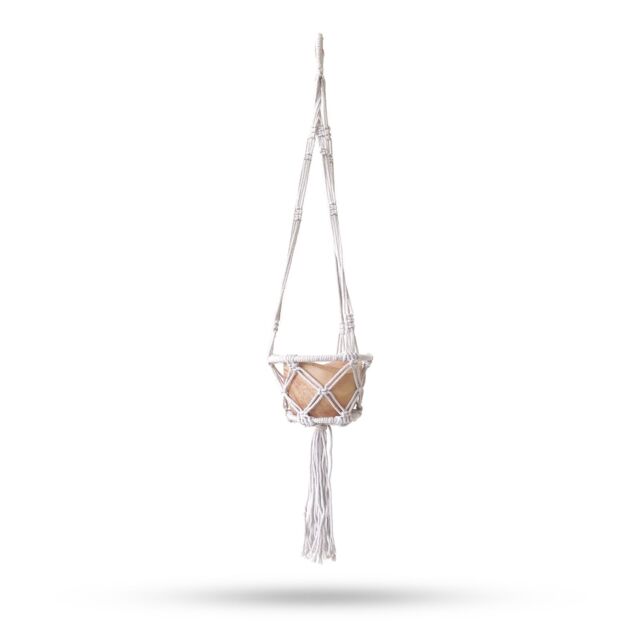 KDMD Macrame Hooped Pot Holder Small - Natural - 16cm Hoop in Brown by ...