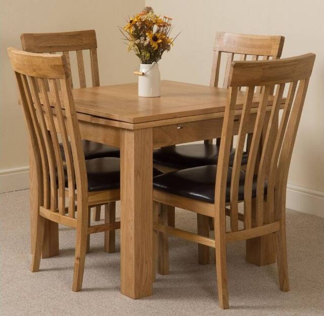 Thats Furniture Richmond 90-150cm Square Oak Extending Dining Table & 4 ...