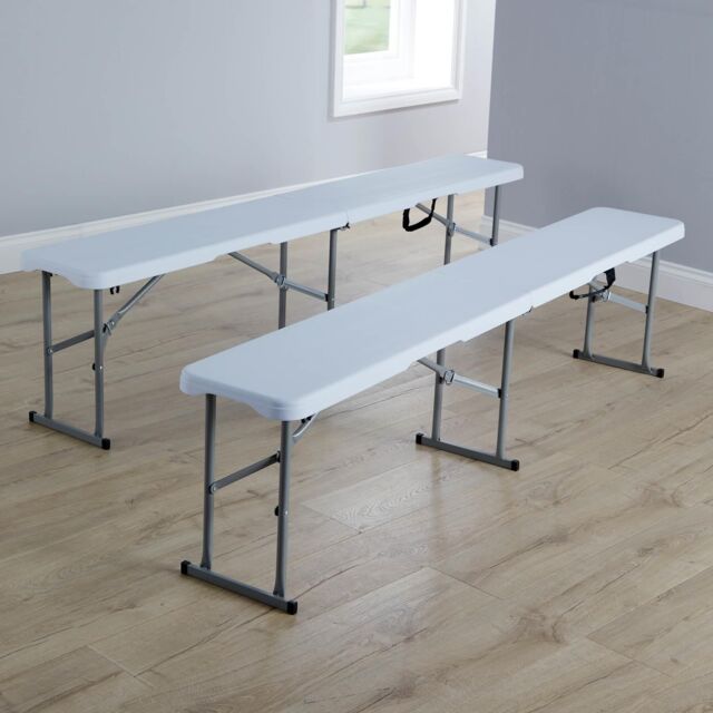 Home Source 6ft Folding Trestle Benches Heavy Duty Garden Indoor ...